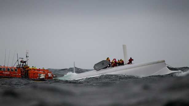 All 21 crew rescued as Rambler 100 capsizes during Rolex Fastnet Race 2011